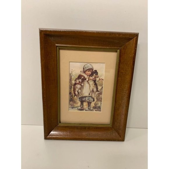 Art | Vintage Girl With Dogs Litho From The Collection Of Thomas ...